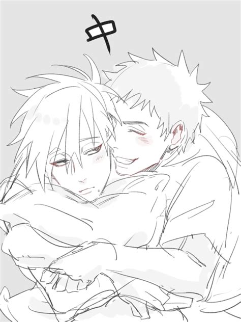 Vosovic Hatake Kakashi Uchiha Obito Naruto Series Naruto Shippuuden Boys Blush Closed