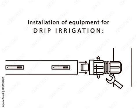 Installation Scheme Of Drip Irrigation System Connection Of Drip Tape And Pipe With A Fitting