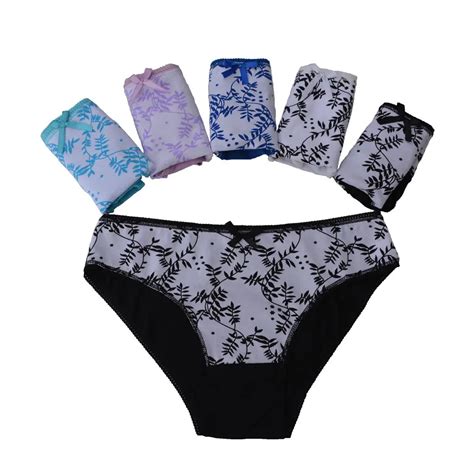 Funcilac Lot 5 Pcs Woman Underwear Women Cotton Sexy Panties Low Rise