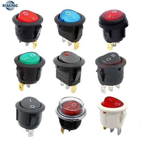 1Pcs ON OFF Round Rocker Toggle Switch 6A 250VAC 10A 125VAC Power Switch Cap With Plastic Push