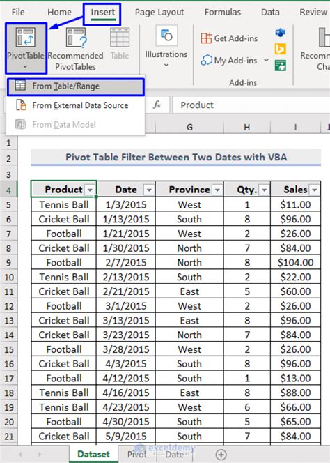 Vba To Pivot Table Filter Between Two Dates In Excel Exceldemy