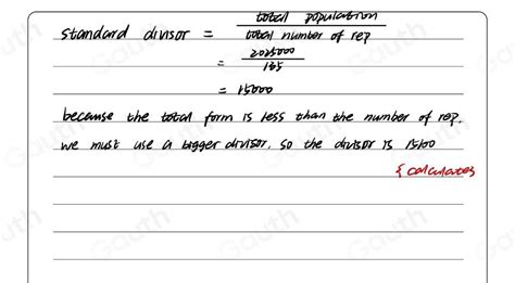 Solved Which Of The Following Is The Modified Standard Divisor Using The Jefferson Plan A