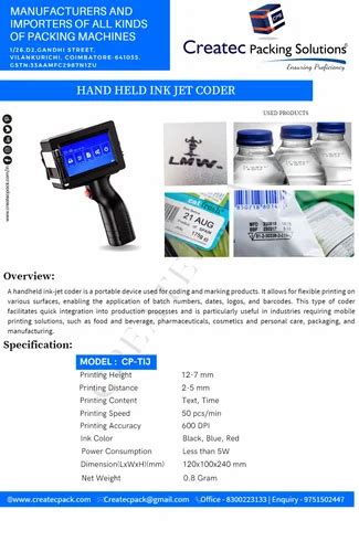 Chaiana Hand Inkjet Batch Coding Machine At ₹ 27500unit In Coimbatore Id 2851182176755