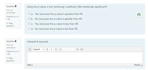 Solved Using The P Value Is The Profmarg Coefficient B4