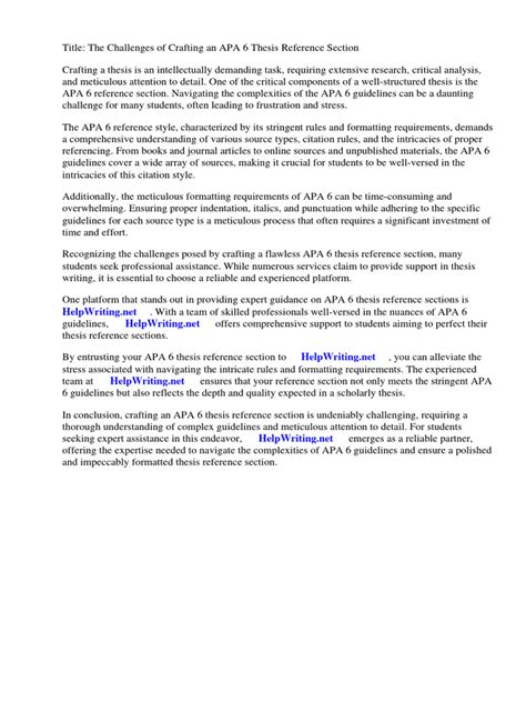 Apa 6 Thesis Reference Pdf