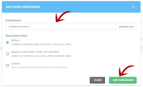 how to create subdomain in directadmin
