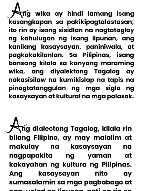 Ang Wika Ay Hindi Lamang Isang Kasangkapan Sa Pakikipagtalastasan Ito