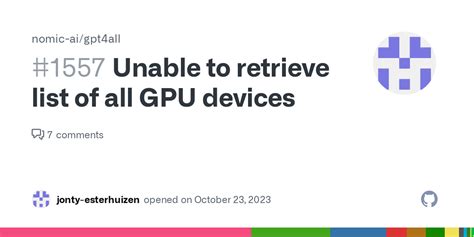 Unable To Retrieve List Of All Gpu Devices · Issue 1557 · Nomic Ai