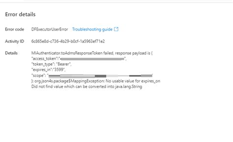 Azure Data Factory Data Flow Rest Api Access Token Issue