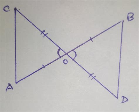 line segmants ab and cd bisect each other at o join ac and ab prove