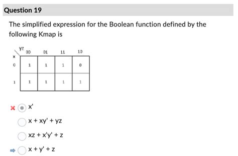 Solved Question 19the Simplified Expression For The Boolean