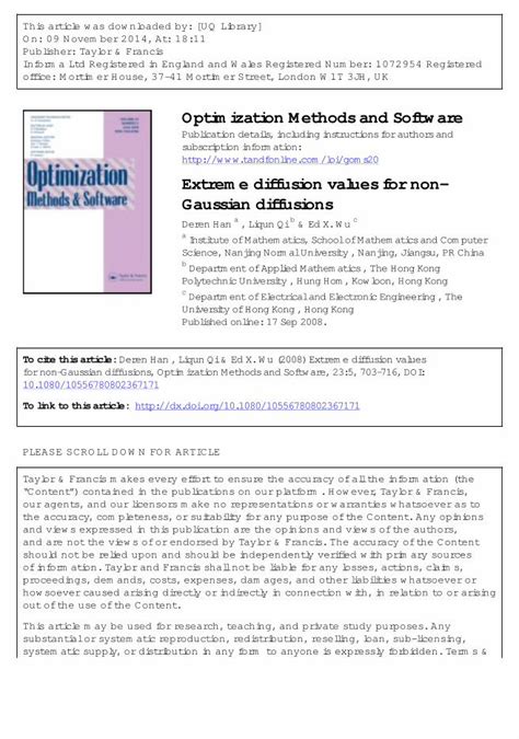 Pdf Extreme Diffusion Values For Non Gaussian Diffusions Dokumen Tips