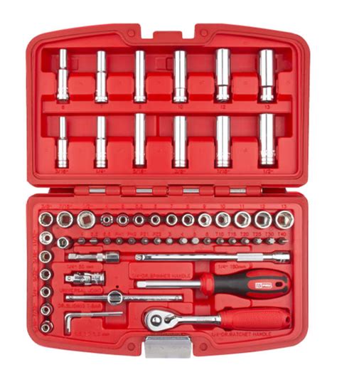 RS PRO RS PRO 60 Piece 1 4 In Deep Socket Standard Socket Bit Set With Ratchet 6 Point 12