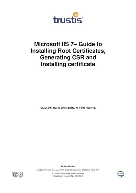Pdf Microsoft Iis 7 Guide To Installing Root Certificates
