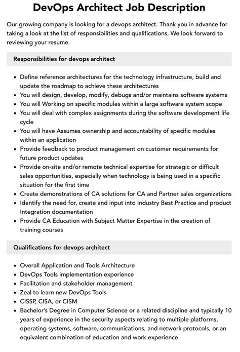 Devops Architect Job Description Velvet Jobs
