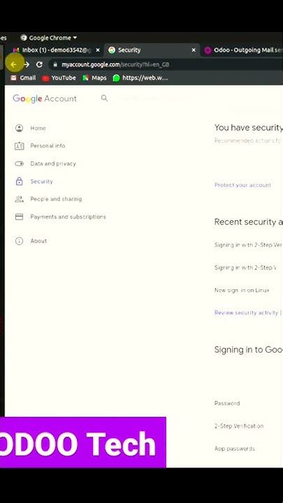 Odoo 15 Outgoing Mail Server Configuration Gmail App Password Odootech Youtube