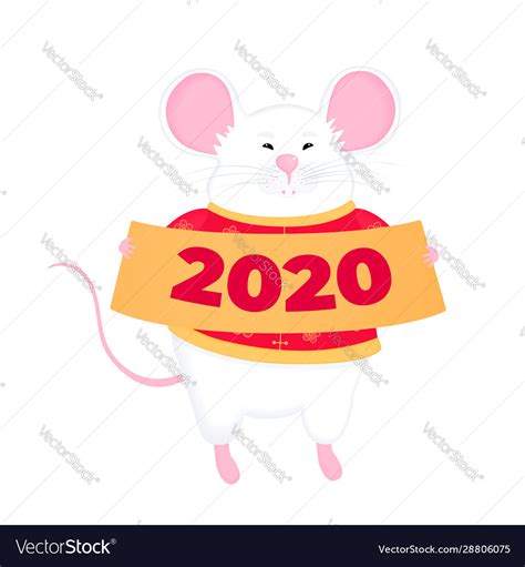 Happy Chinese New Year Rat 2020 White Royalty Free Vector