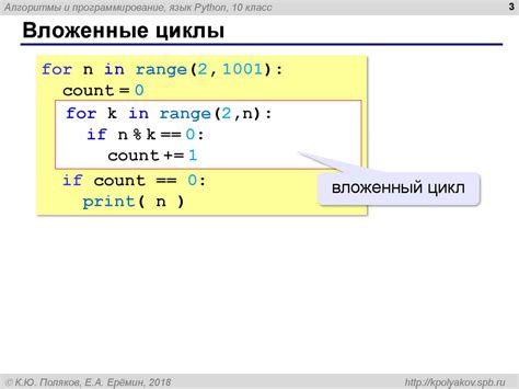 Вложенные циклы презентация онлайн