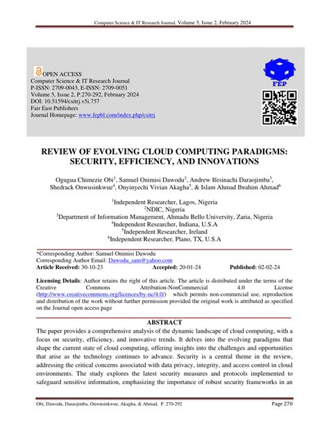 Pdf Review Of Evolving Cloud Computing Paradigms Security Efficiency And Innovations