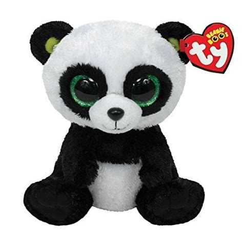 Ty Beanie Boos Bamboo The Green Panda Glittery Green Eyes 6