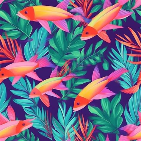 Premium Ai Image Tropical Fish On A Purple Background