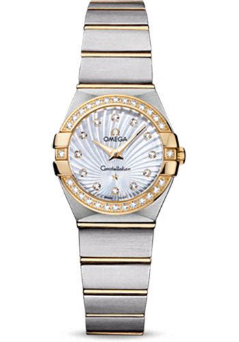 Omega Ladies Constellation Quartz Watch 24 Mm Brushed Steel And Yell