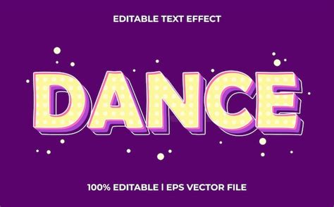 귀여운 테마로 댄스 3d 텍스트 효과 현대 제목을 위한 다채로운 타이포그래피 템플릿 프리미엄 벡터