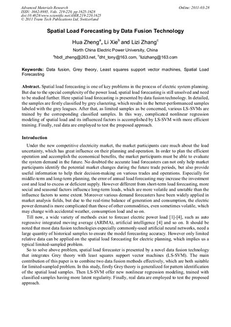 Spatial Load Forecasting By Data Fusion Technology Scientificnet