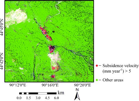 Map Of Land Surface Subsidence Velocity After Segmentation Download