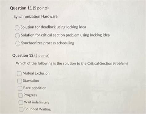 Solved Synchronization Hardware Solution For Deadlock Using