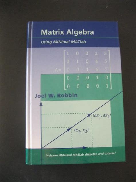 Matrix Algebra Using Minimal Matlab Book And Disk By Robbin Joel W Fine Hardcover 1995 1st