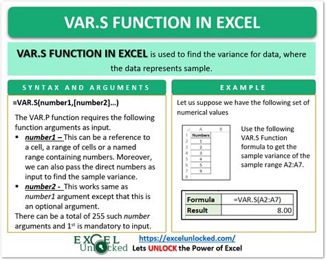 Vars Function In Excel Variance Of Sample Excel Unlocked