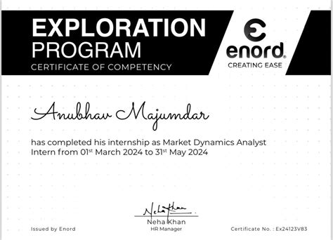 Anubhav Majumdar On Linkedin Internship Marketdynamics Professionalgrowth Enord
