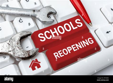 Sign Displaying Schools Reopening Word For Classes Are Over For The