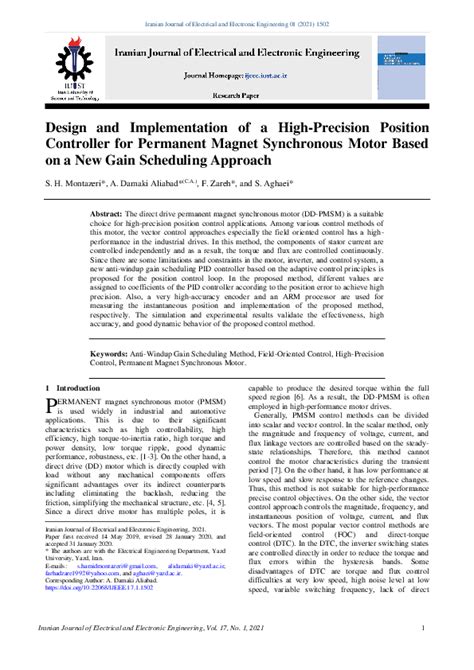 Pdf Design And Implementation Of A High Precision Position Controller