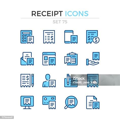 영수증 아이콘입니다 벡터 선 아이콘 세트입니다 프리미엄 품질 심플한 씬 라인 디자인 현대 스트로크 개요 기호 컬렉션 픽토그램 아이콘에 대한 스톡 벡터 아트 및 기타 이미지