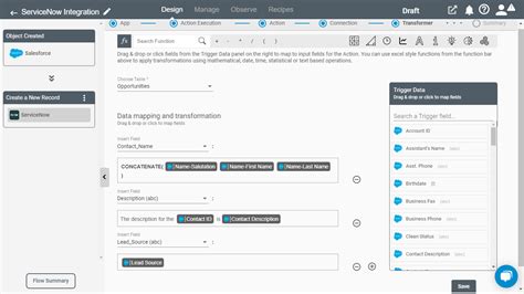servicenow actions connect ipaas