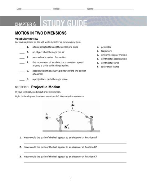Motion In Two Dimensions Study Guide