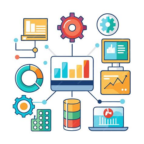 Data Analytics And Processing With Various Charts And Graphs Premium Ai Generated Vector