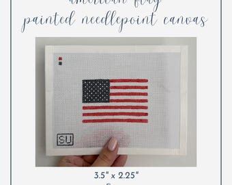 Mini American Flag Needlepoint Canvas Etsy