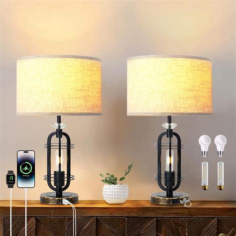 Table Lamps Set Of 2 252 Inch 3 Way Dimmable Farmhouse Tall Table