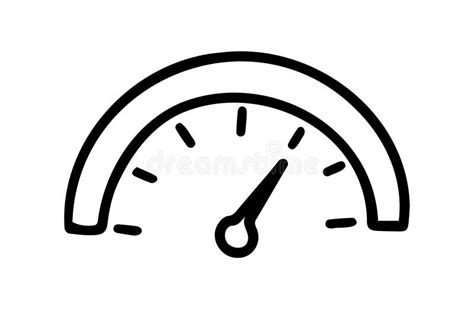 Hand Drawn Doodle Speedometer Tachometer Icon Speed Indicator Sign Stock Vector Illustration