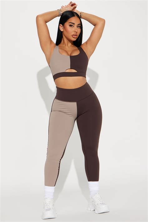 Sprints Color Block Active Set Browncombo Fashion Nova