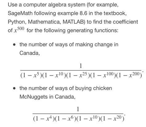 Solved Use A Computer Algebra System For Example Sagemath