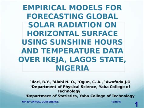 Ppt Empirical Models For Forecasting Global Solar Radiation On Horizontal Surface Using