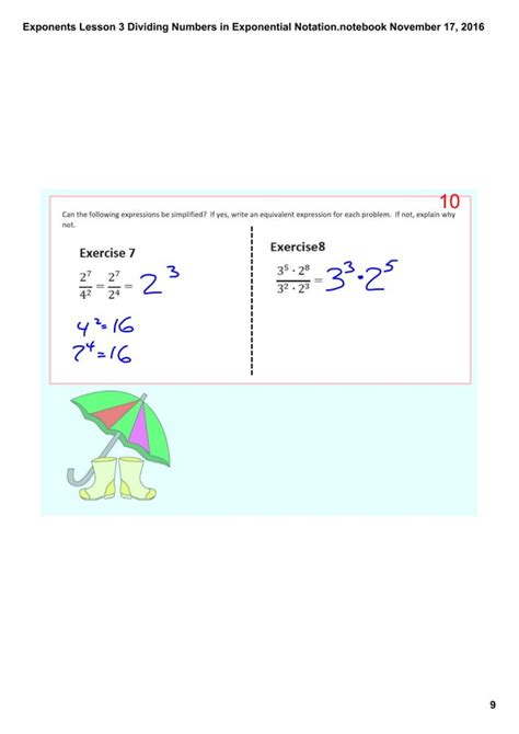 Exponents Lesson 3 Dividing Numbers In Exponential Notation Pdf