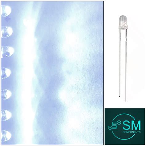 3mm Cool White Diffused Led Light Emitting Diode Round Top 100pcs Led