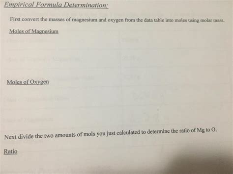 Solved The Data Collected From The Lab Is In The First 3
