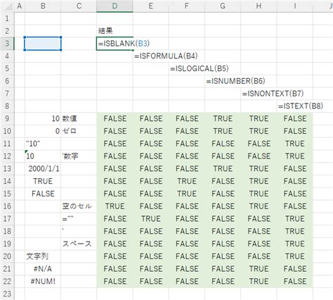 エクセル Isblank 関数：セルが空白か判定する