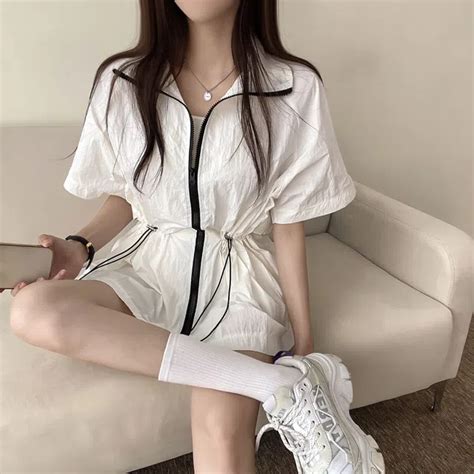 Set바람막이 나일론 반팔 스트링 자켓 밴딩 숏팬츠 트레이닝 세트반하리마켓